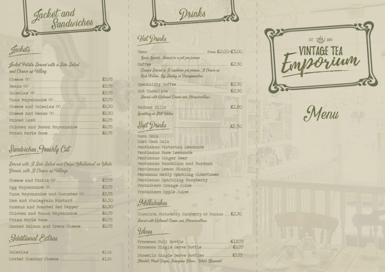 Afternoon Tea Menu | Vintage Tea Emporium