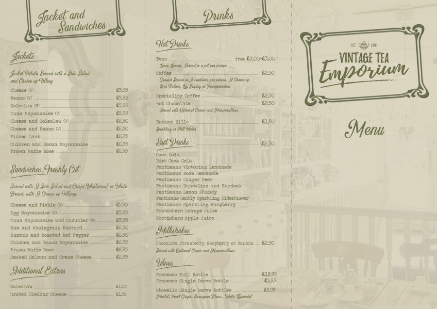 Afternoon Tea Menu | Vintage Tea Emporium