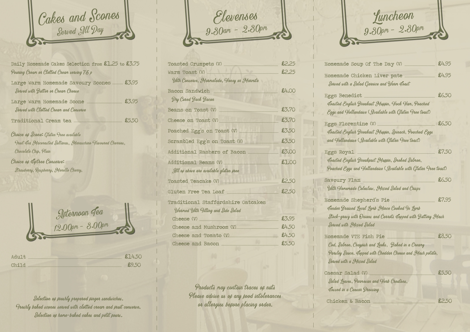 Afternoon Tea Menu | Vintage Tea Emporium